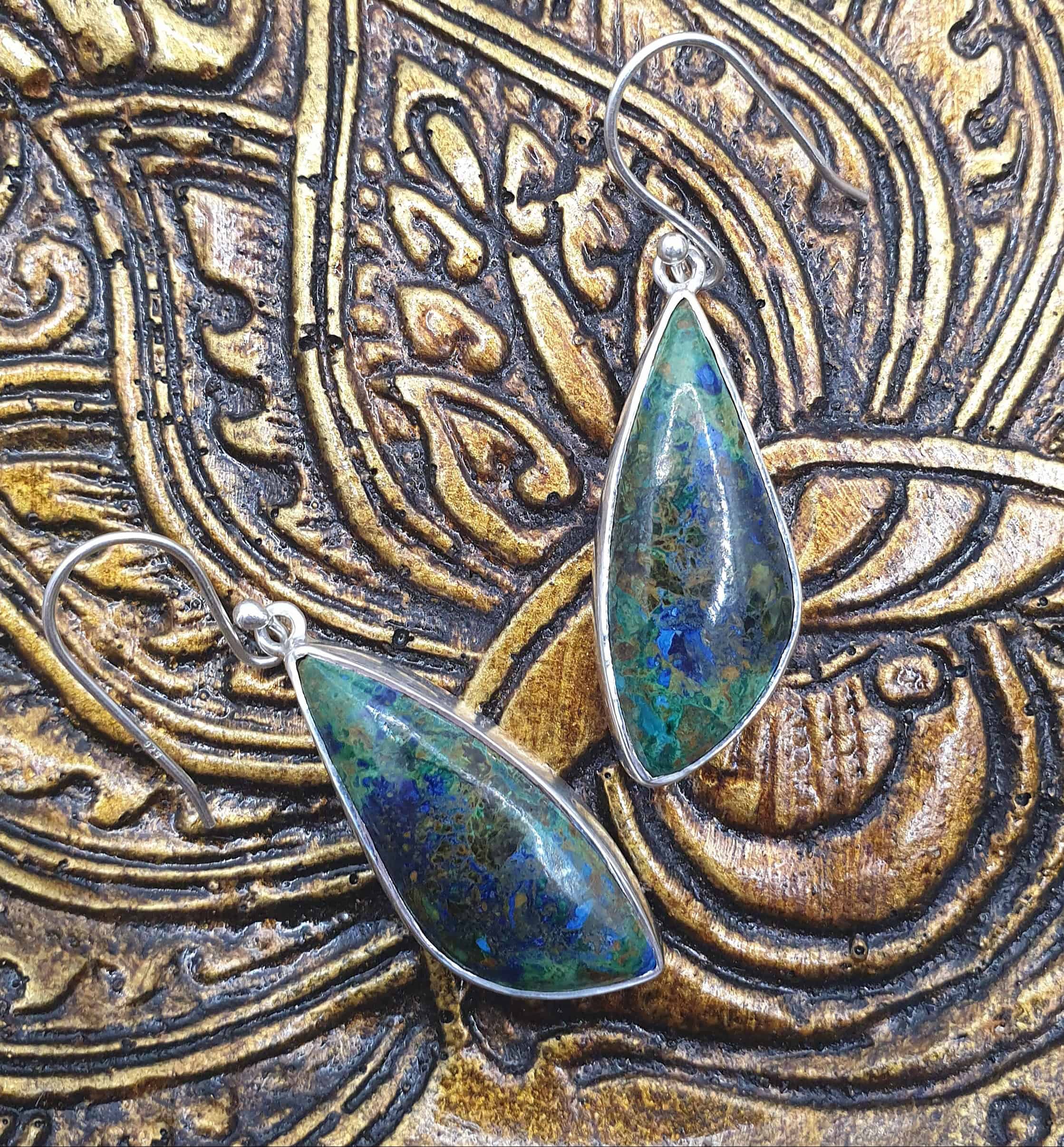 Azurite Malachite Earrings – Oliver's Stone